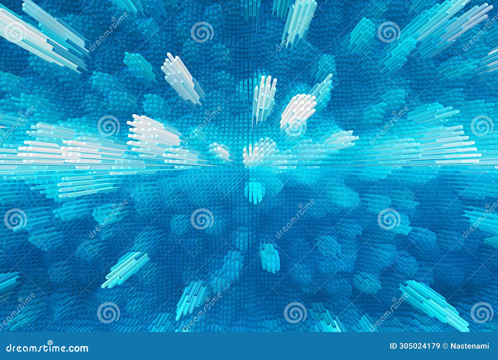 Technological Blue and White Background with Cubes Up, Extrusion Stock ...