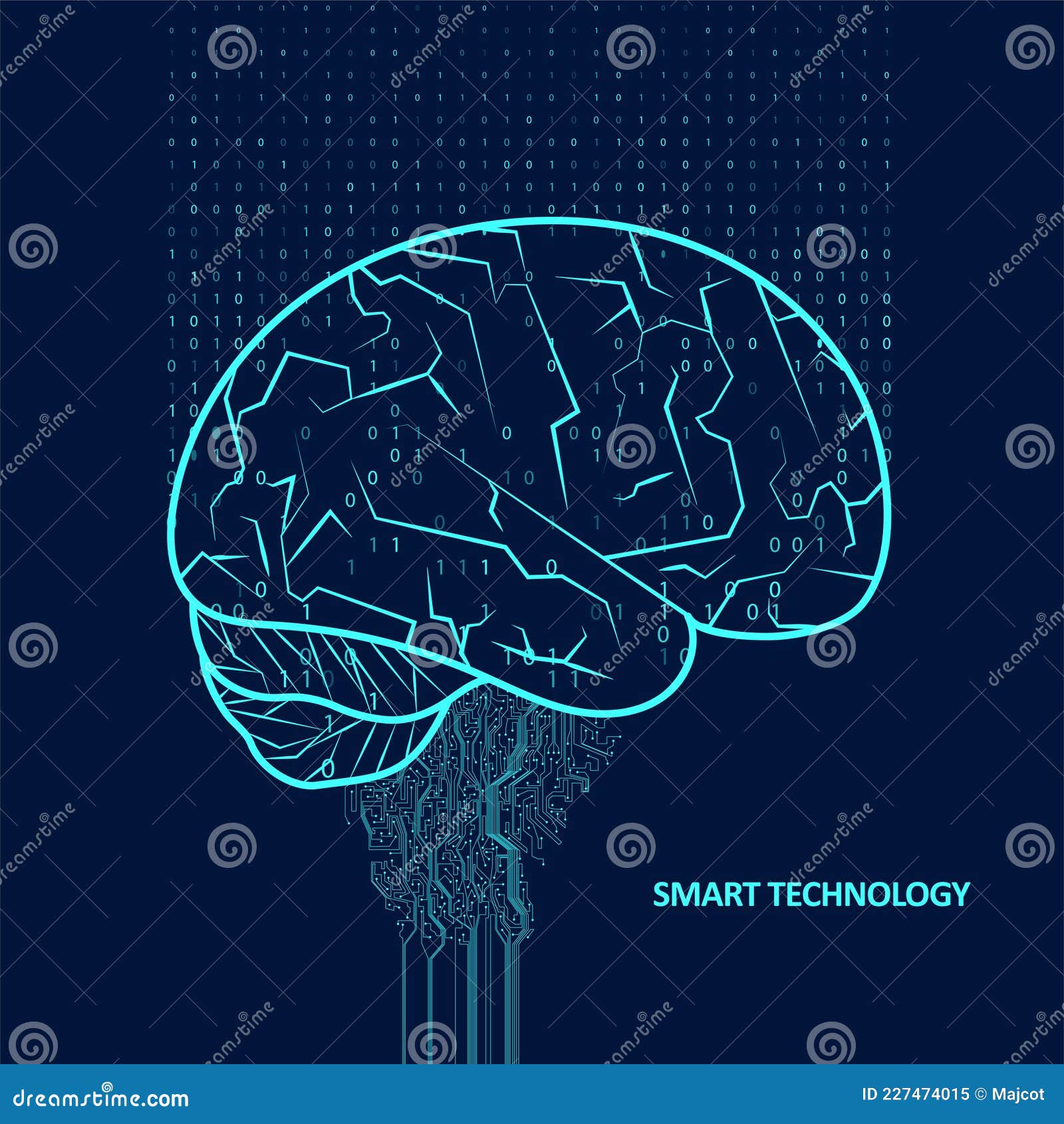 Technological Brain and Machine Learning Stock Vector - Illustration of ...