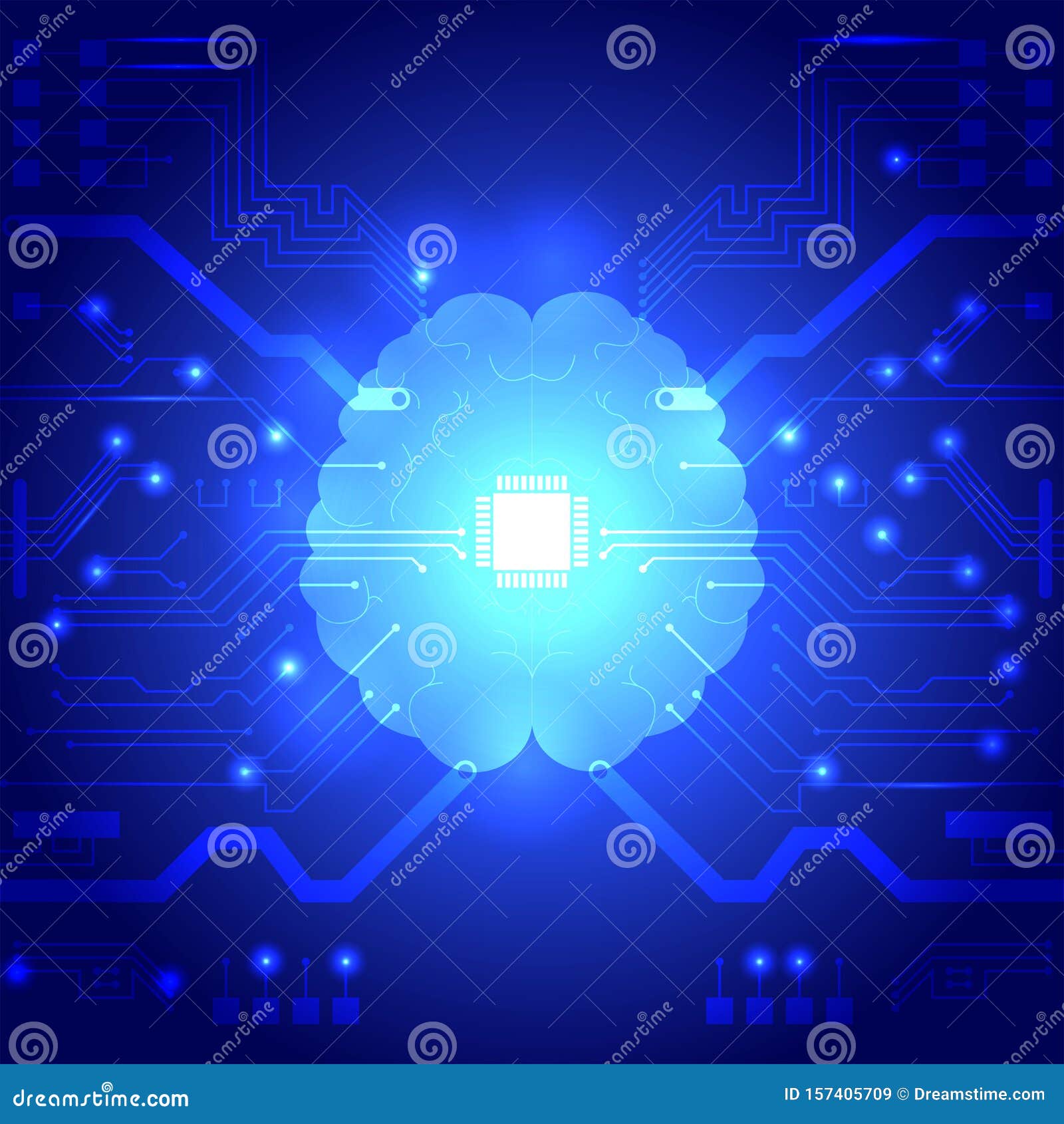Technological Brains Vector Background. Vector Stock Vector ...
