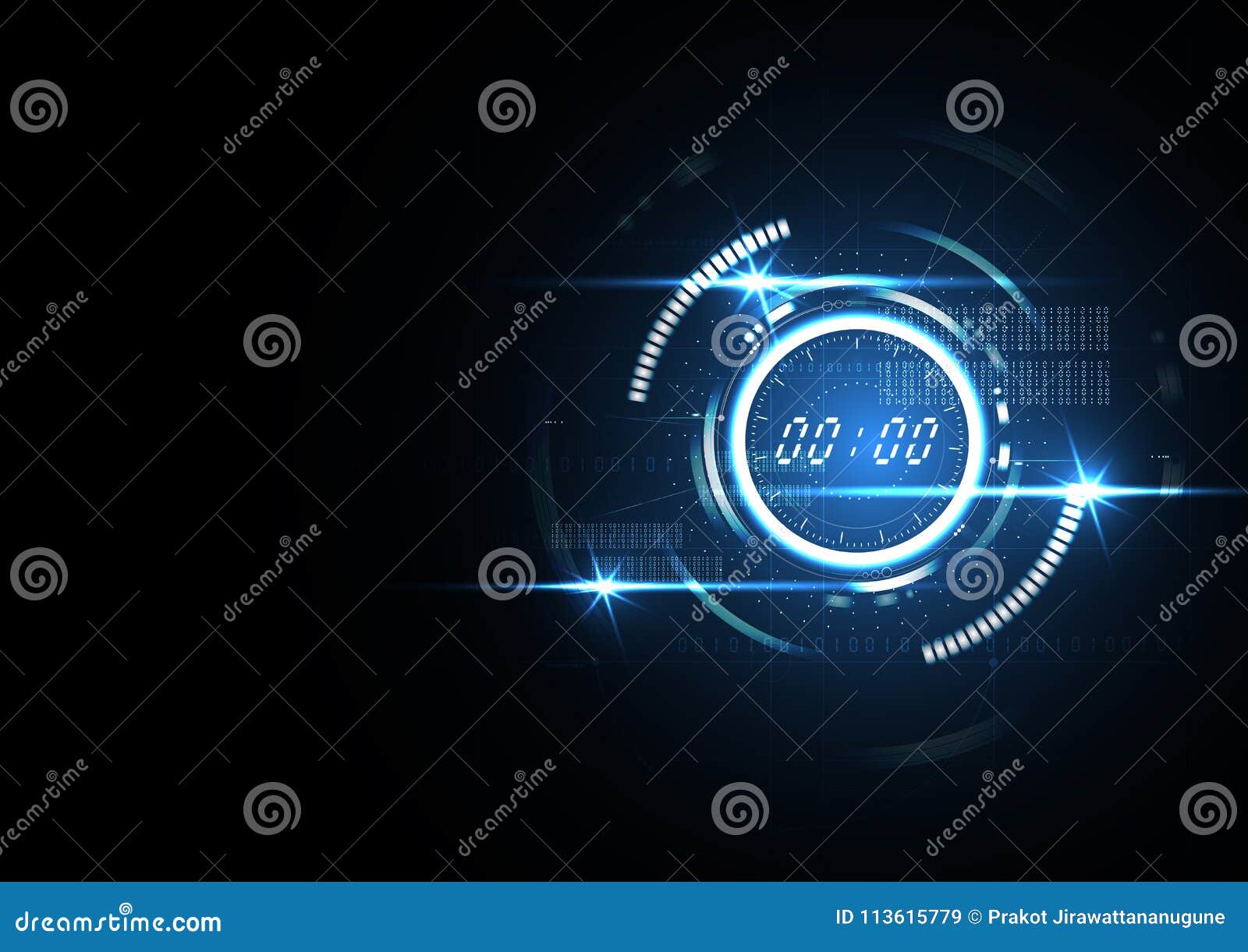 Technological Clock System Concept Abstract Background Vector Stock ...
