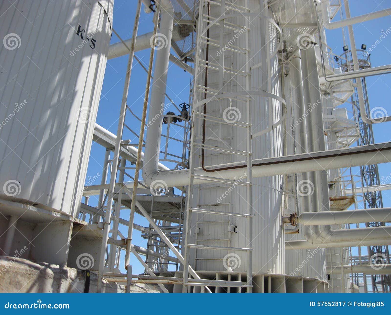 Technological Columns of Oil Refinery Stock Image - Image of industrial ...