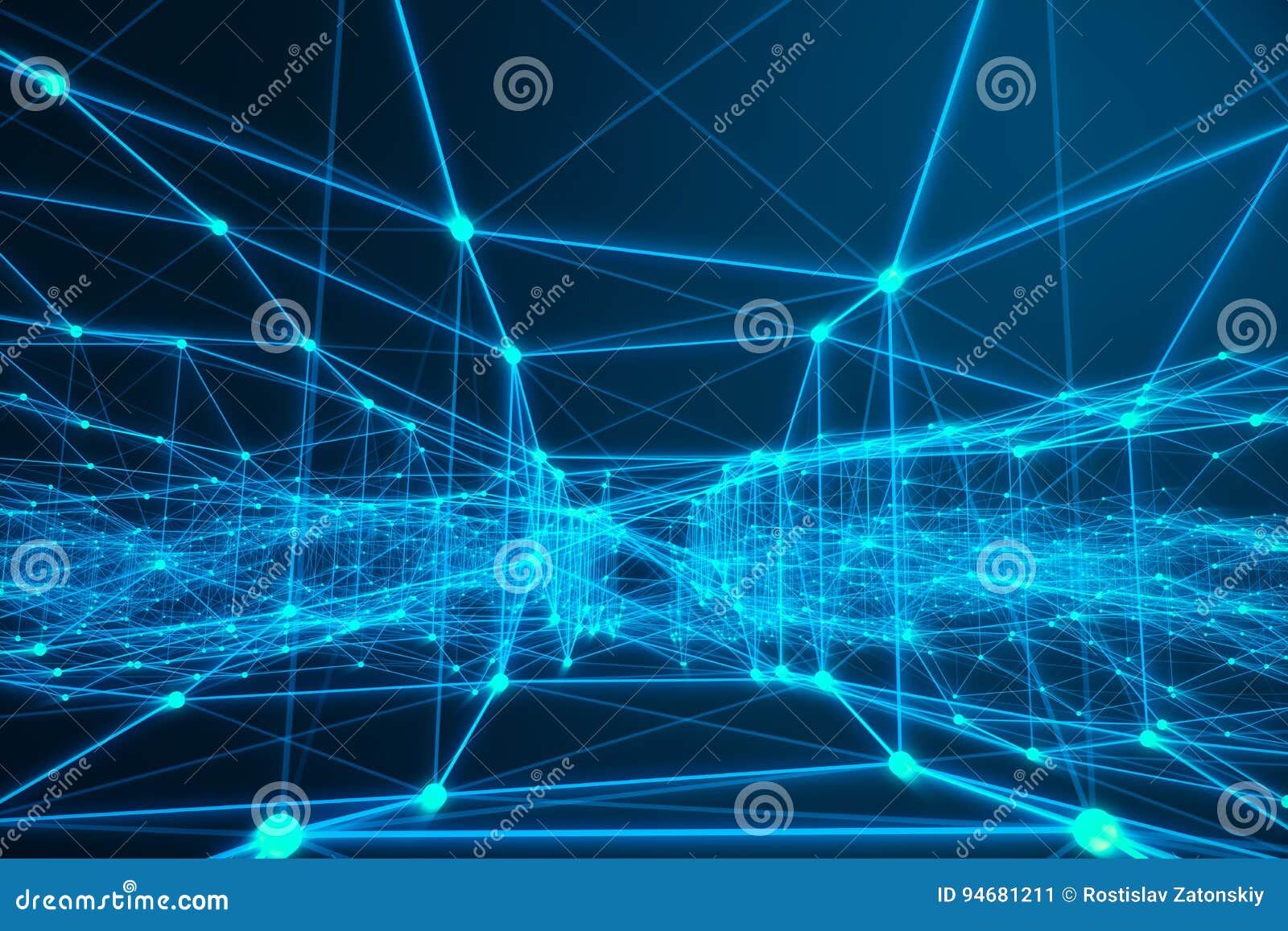 Technological Connection Futuristic Shape, Blue Dot Network, Abstract ...
