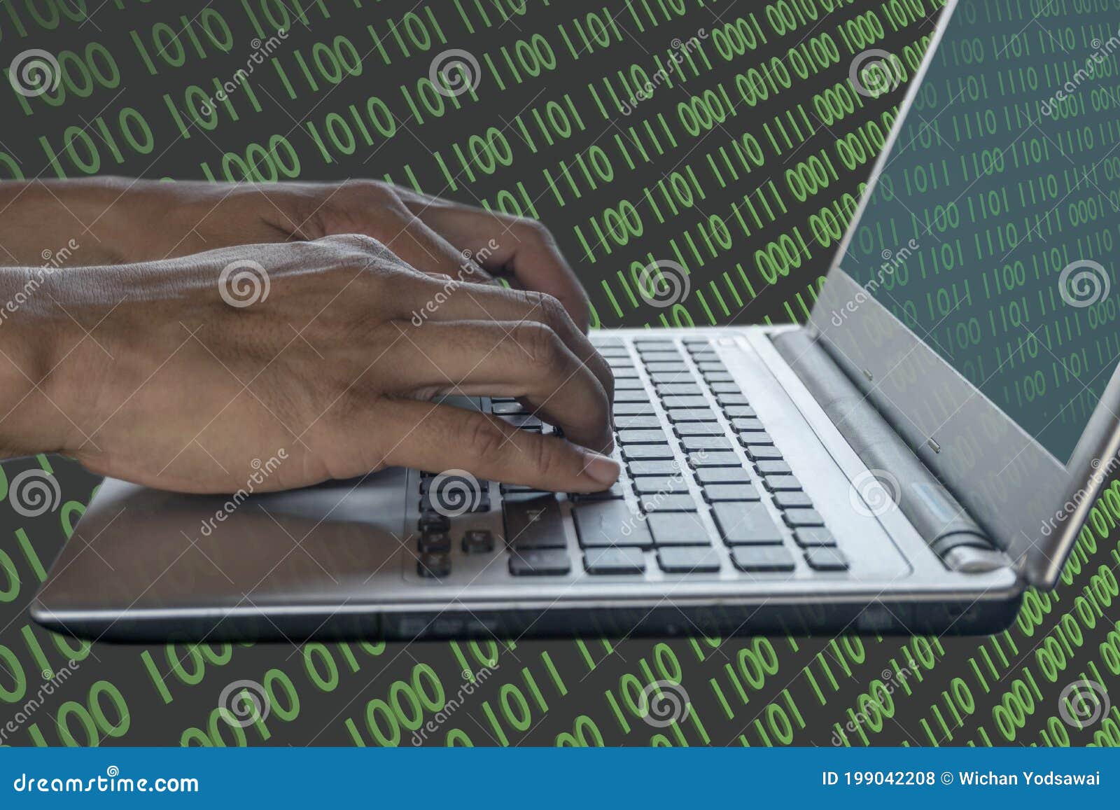 Technological Crime Hackers Use a Laptop or Notebook To Hack High ...