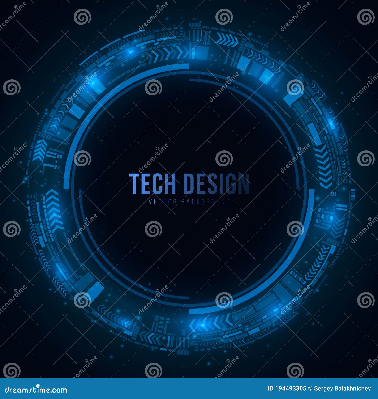 Technological Cyber Circle Made of a Glowing Scheme in a Futuristic ...