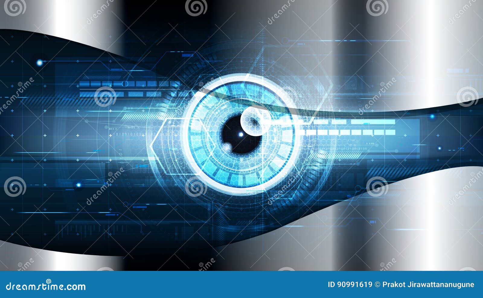 Technological Cybersecurity Eye Scanning Identification Vector B Stock ...