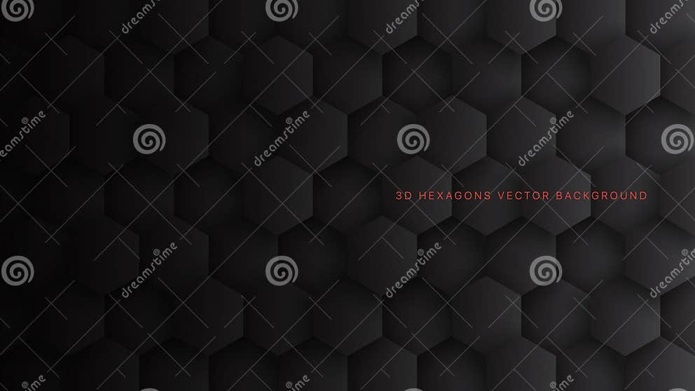 Technological 3D Vector Hexagon Blocks Black Abstract Background. Conceptual Sci-fi Hexagonal ...