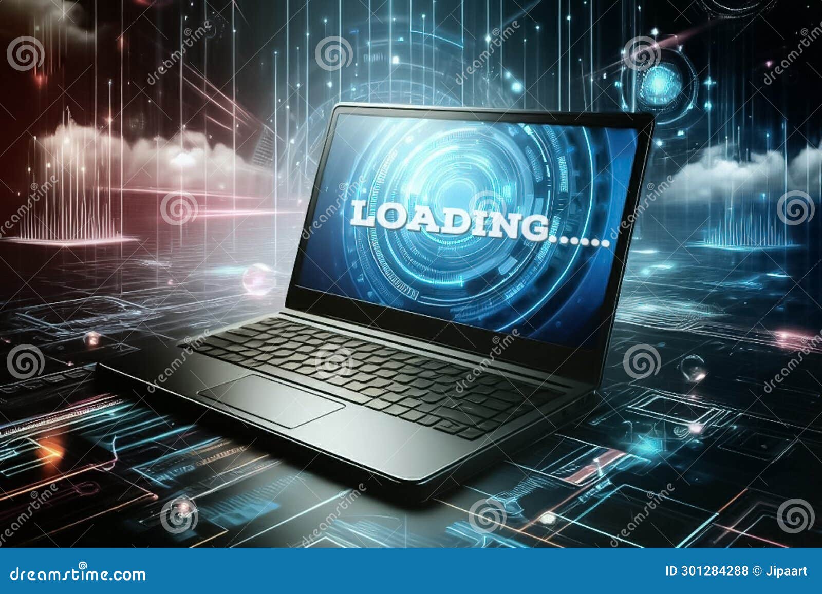 Laptop and Future Background Stock Illustration - Illustration of ...