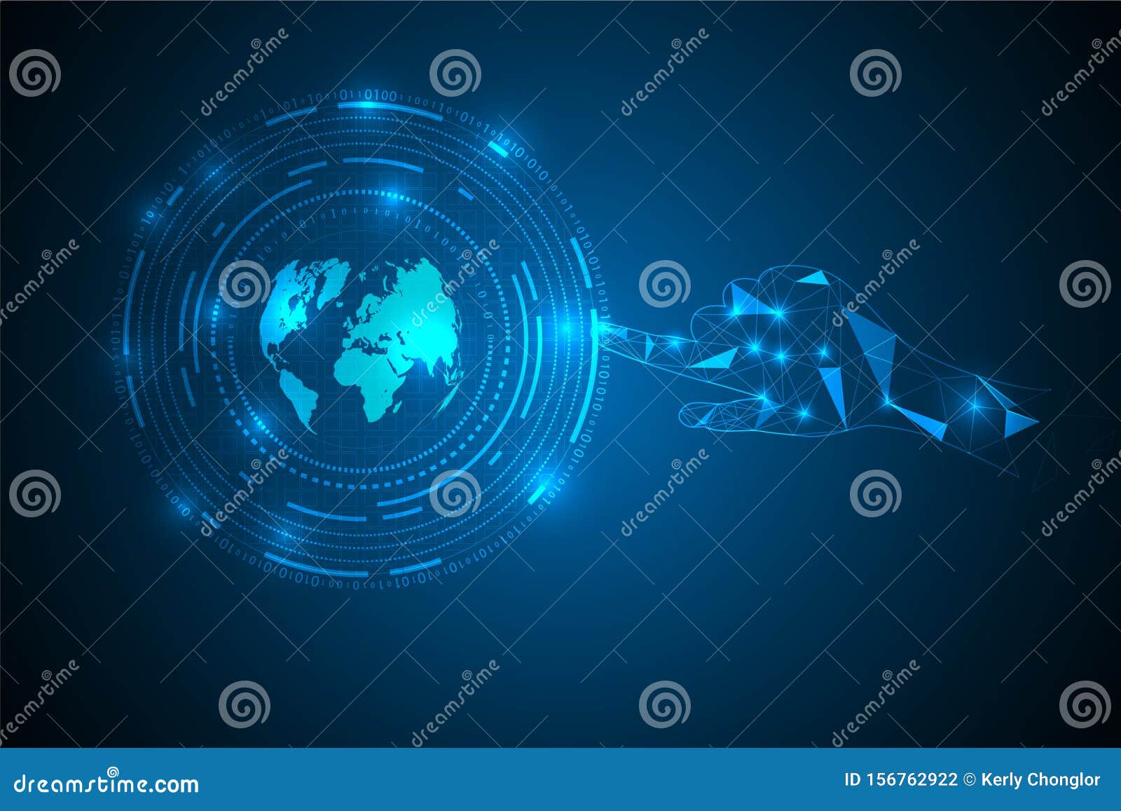 Technological Digital Abstract Background. Digital Hand Touch ...