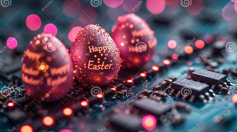 Technological Easter: Easter Eggs with Easter Greetings and Printed ...