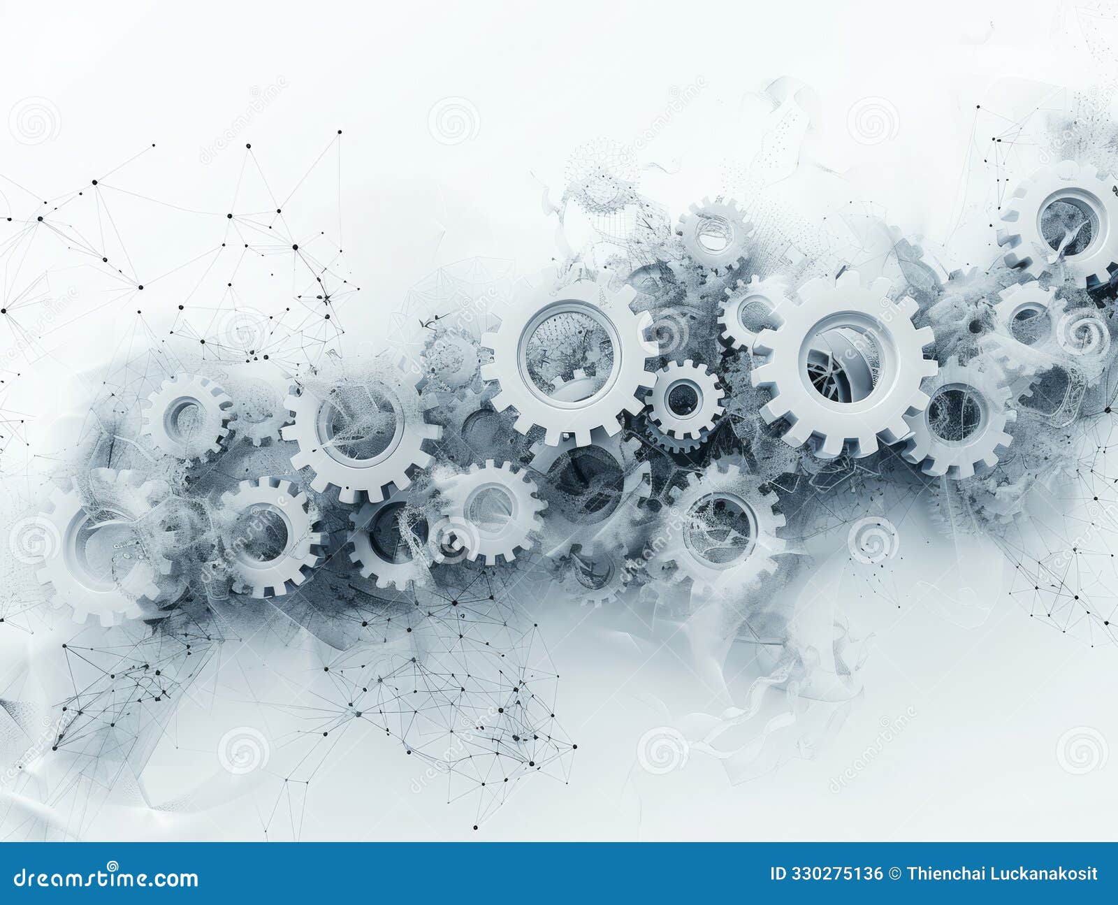 Technological Evolution in Abstract: White Background with Gray Tech ...