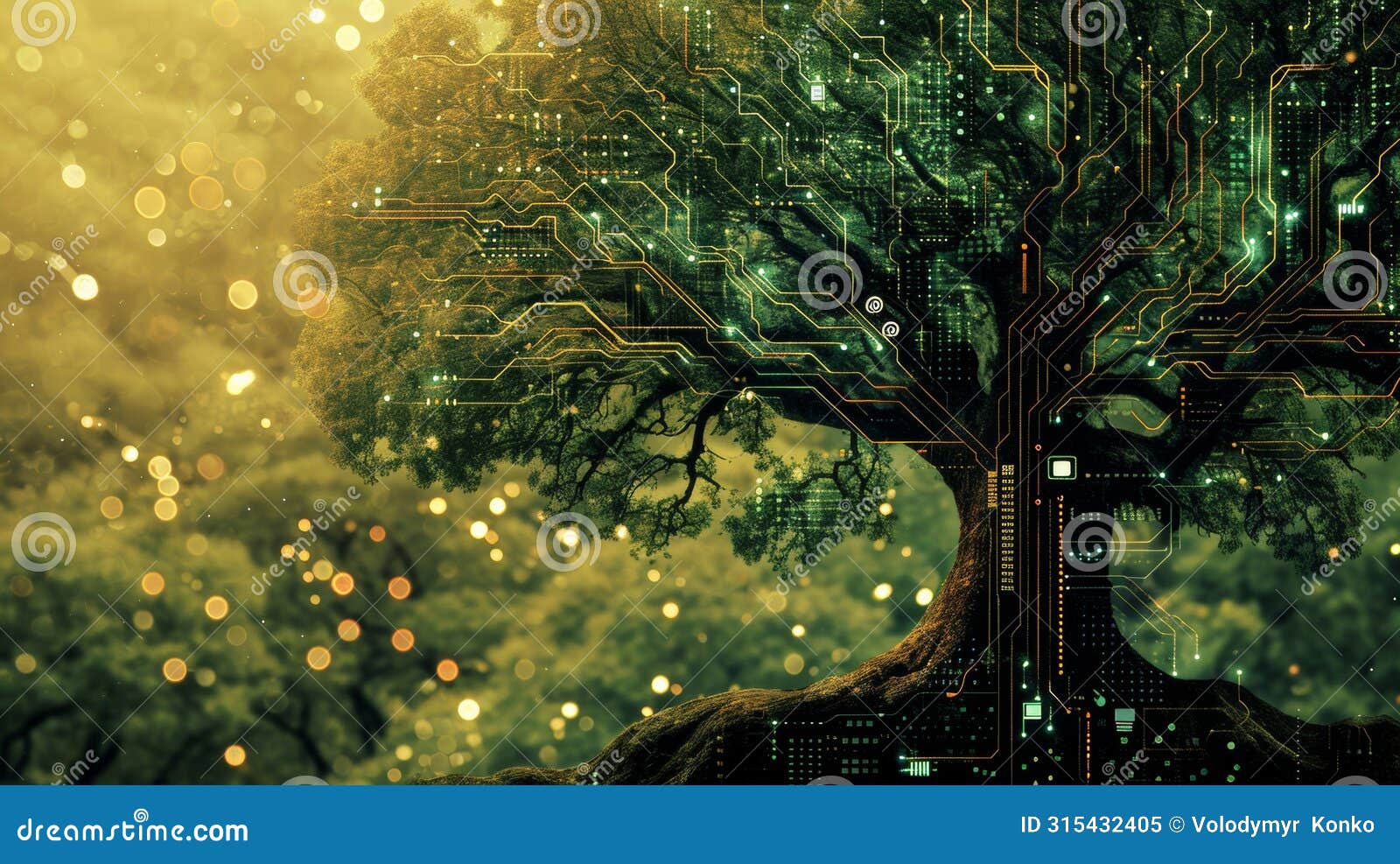 Technological Evolution - Tree with Circuit Board Pattern Stock Image ...