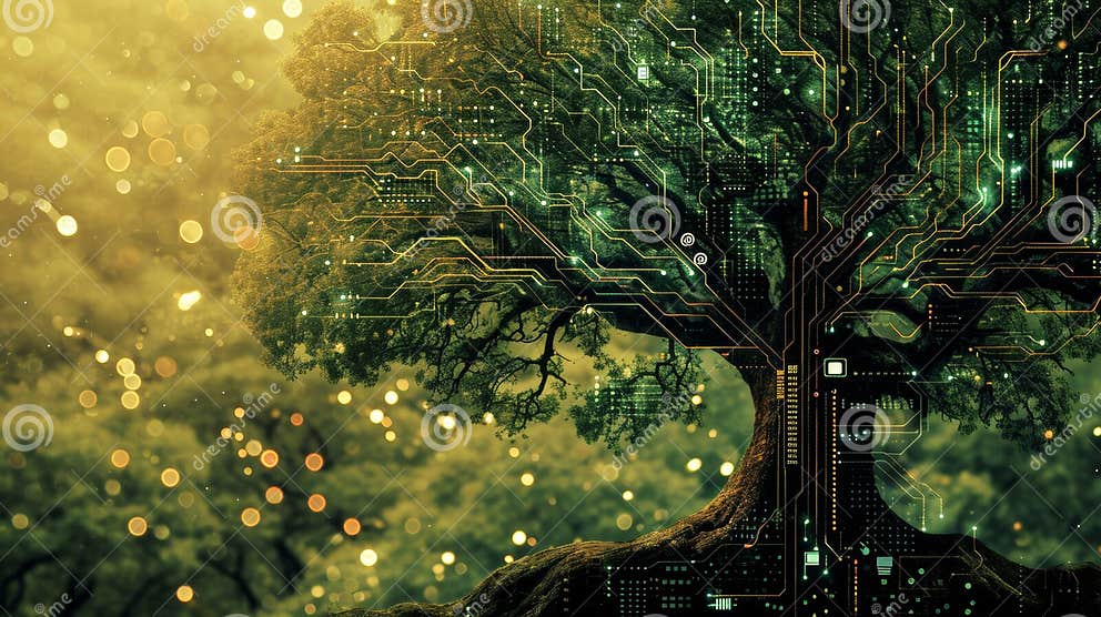 Technological Evolution - Tree with Circuit Board Pattern Stock Image ...