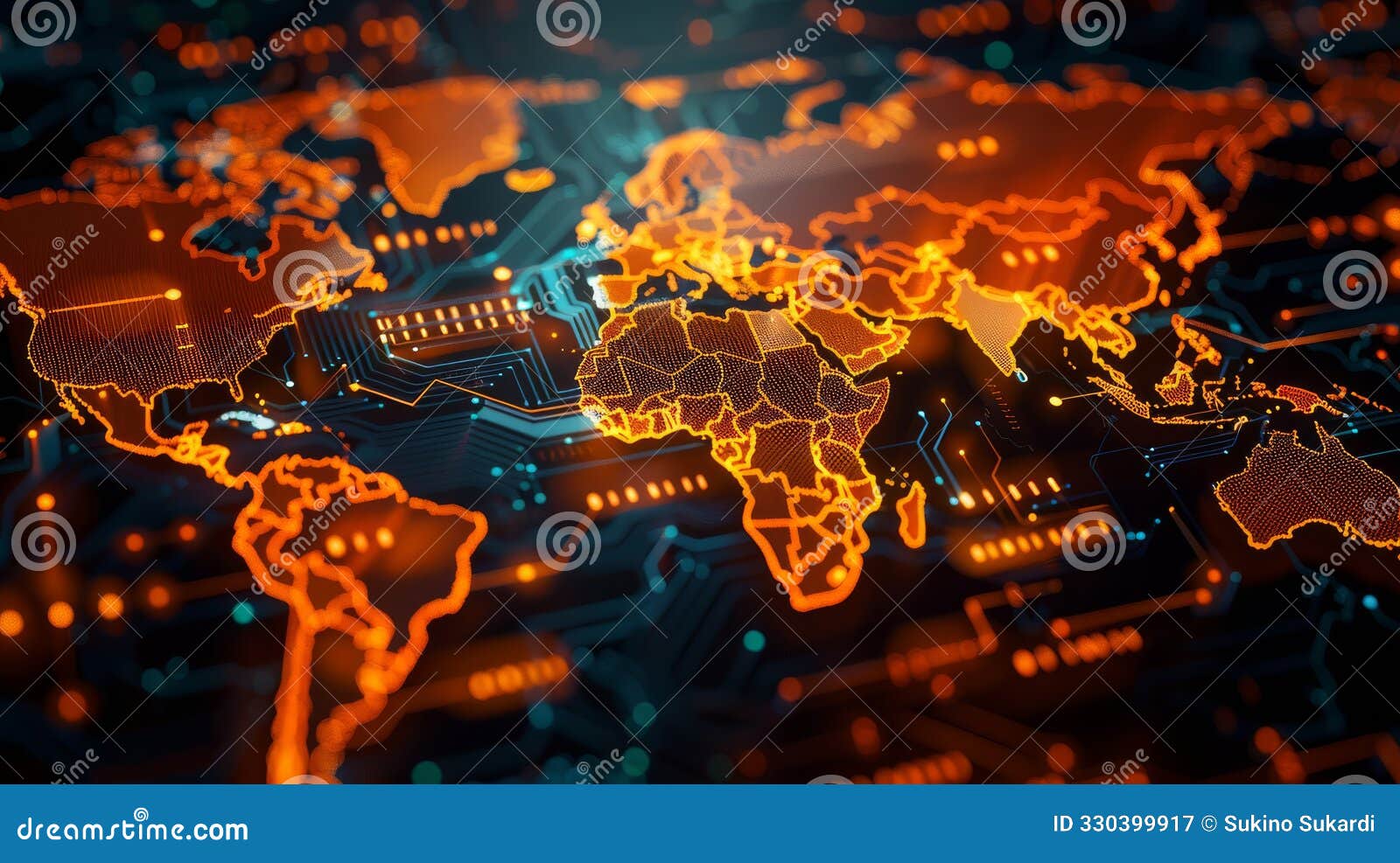 Technological Evolution Visualized through Digital World Map Circuit ...