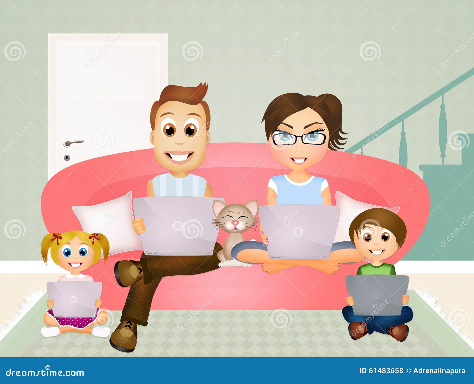 Technological family stock illustration. Illustration of communication ...