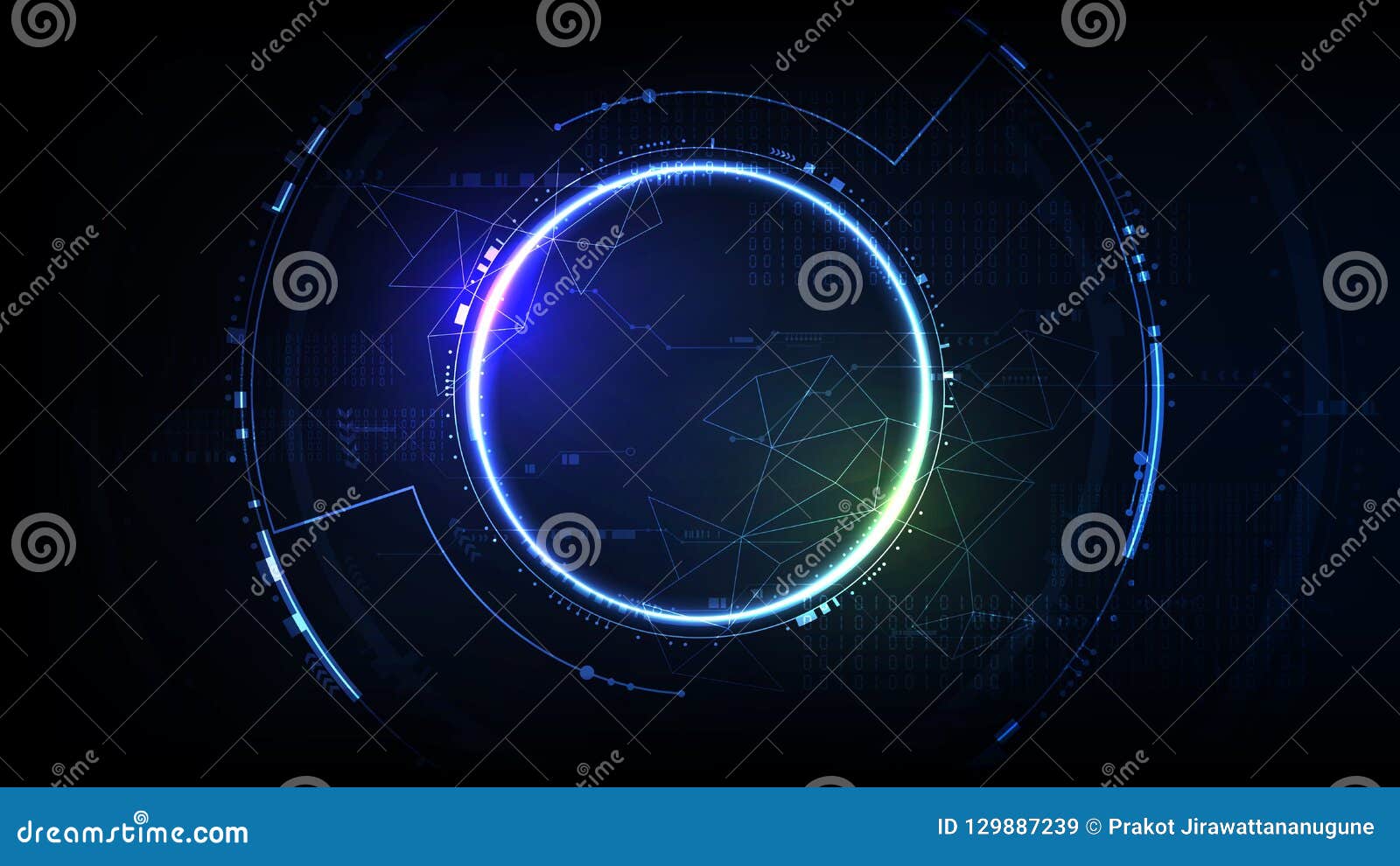 Technological Future Cyber Hud Interface Geometric Cell Abstract Stock ...