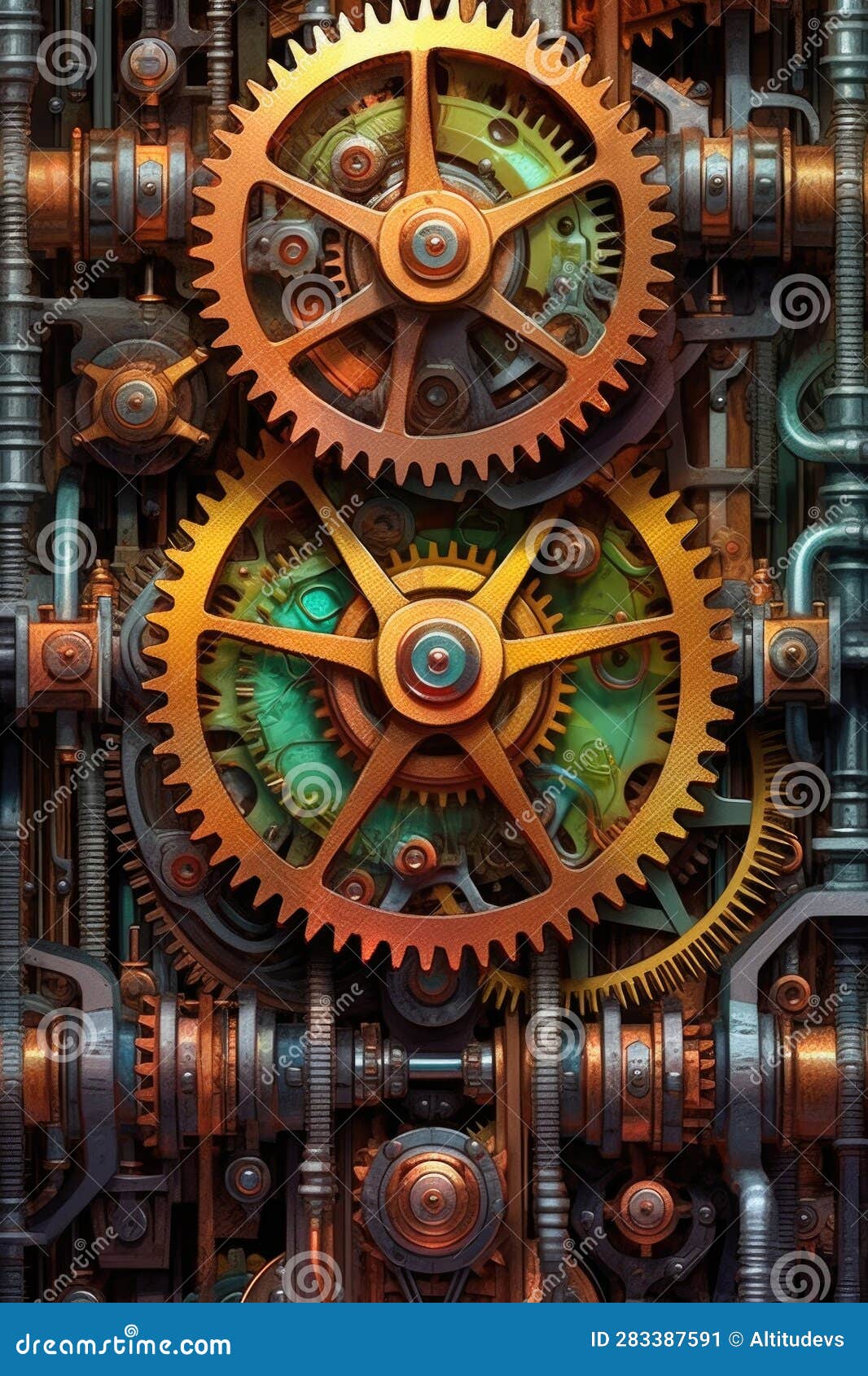 Technological Gears and Cogs Interlocking Stock Illustration ...