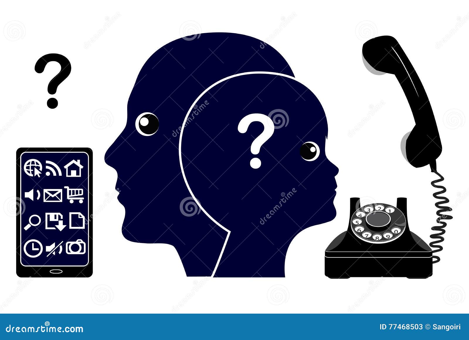 Technological Generation Gap Stock Illustration - Illustration of ...