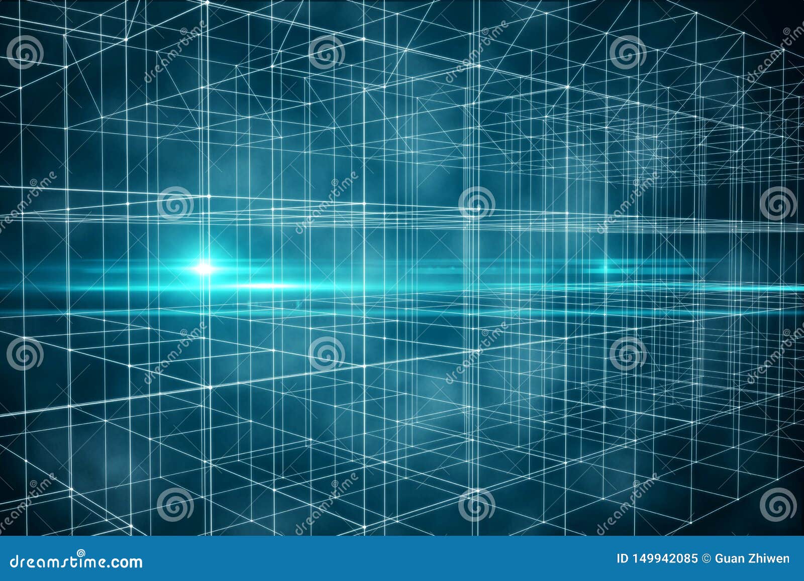 Technological Grid with Lens Flare Stock Illustration - Illustration of ...