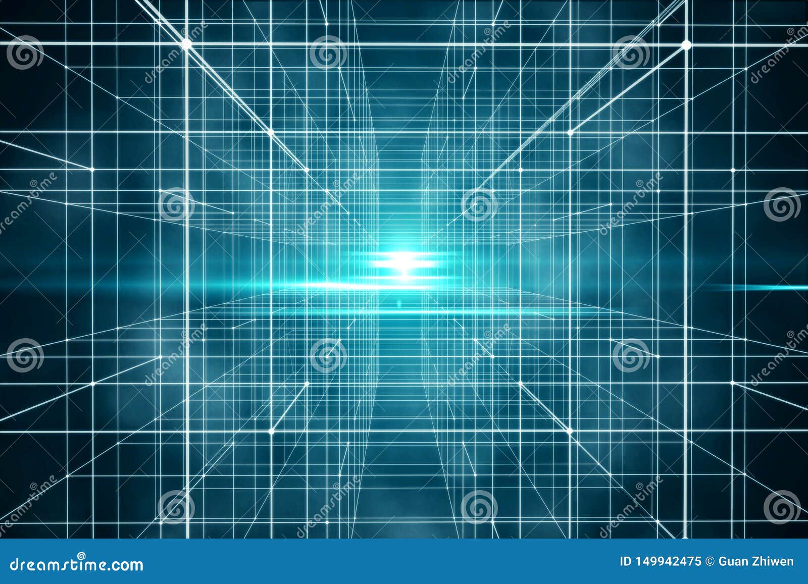 Technological Grid with Lens Flare Stock Illustration - Illustration of ...