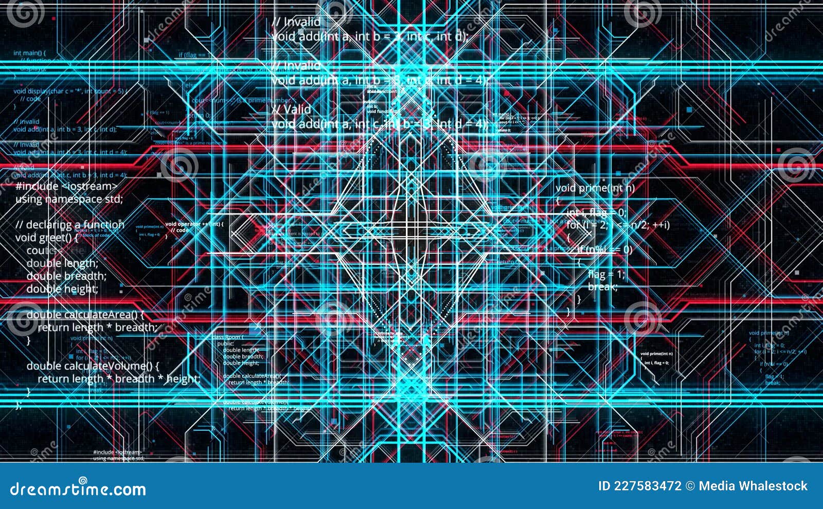 Technological High Tech Background of a Complex Tunnel Made by Colorful ...
