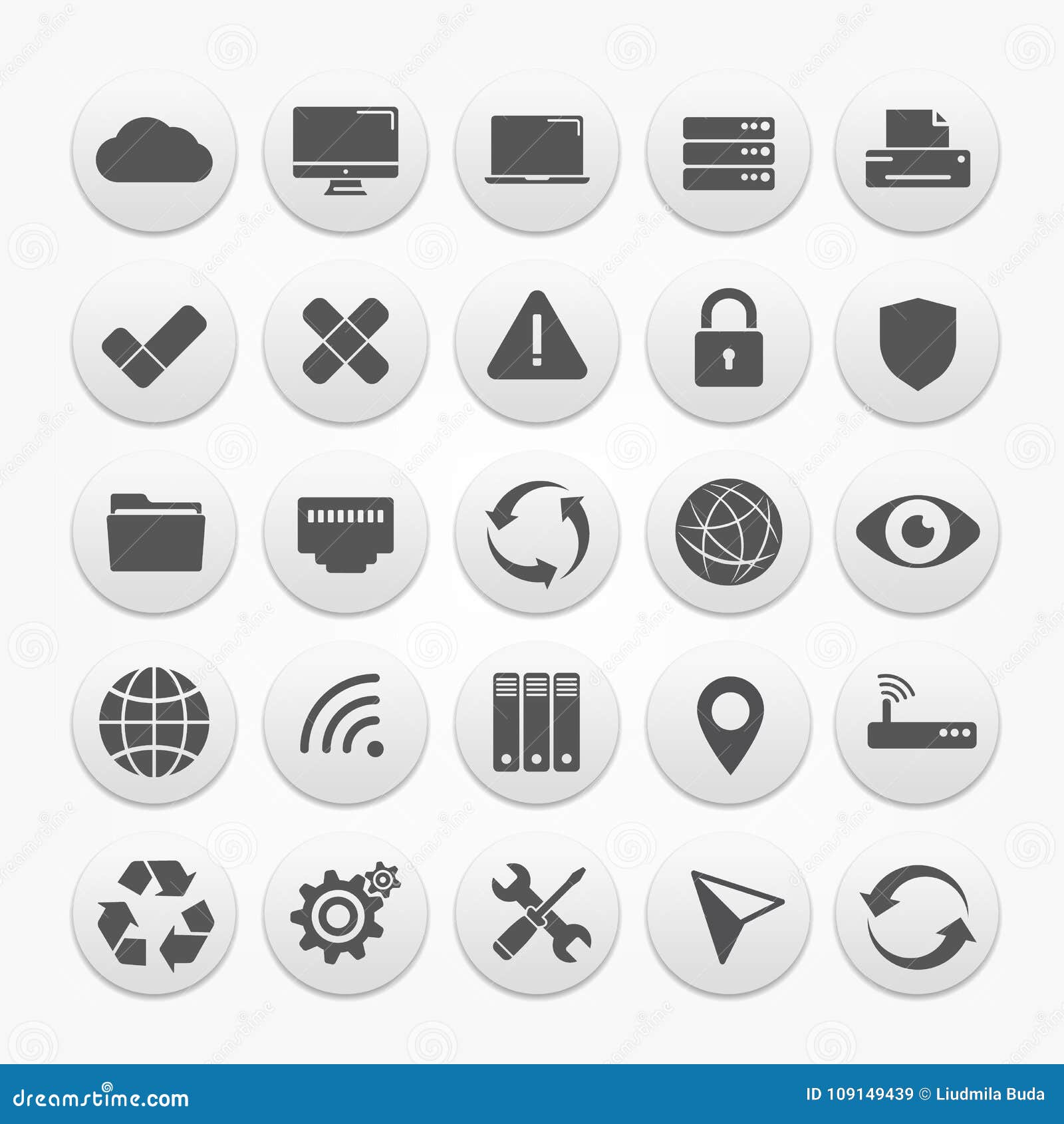Technological icons set stock vector. Illustration of electronics ...