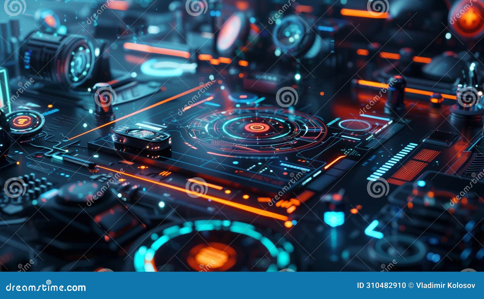 Technological Innovation Concept Featuring Futuristic Gadgets. Stock ...