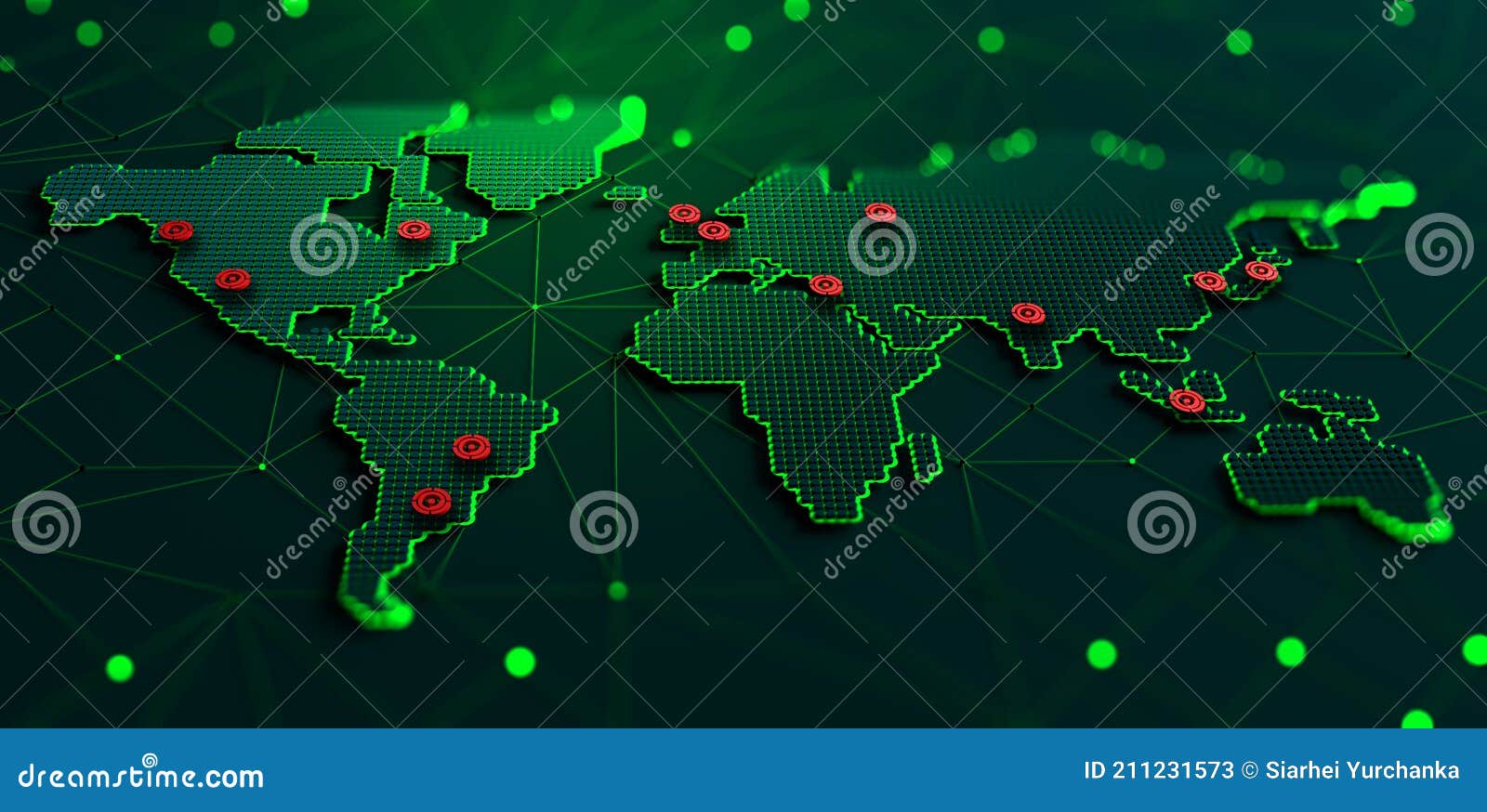 Technological Innovation. Map of Continents with Points of Largest ...