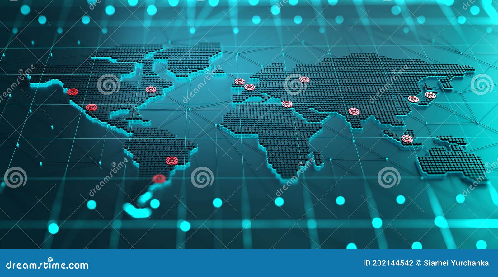 Technological Innovation. Map of Continents with Points of Largest ...