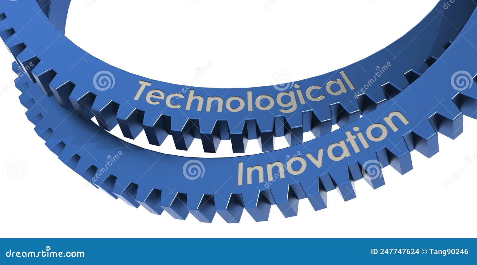 Technological Innovation Word on Engaged Gear Wheels Stock Illustration ...