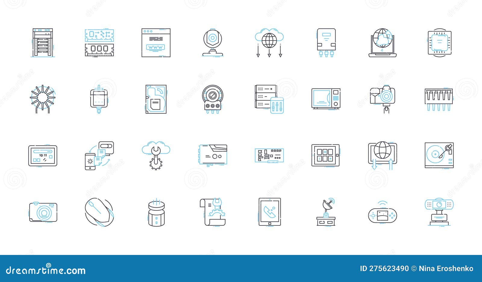 Technological Instruments Linear Icons Set. Gadgets, Robotics, Drs ...