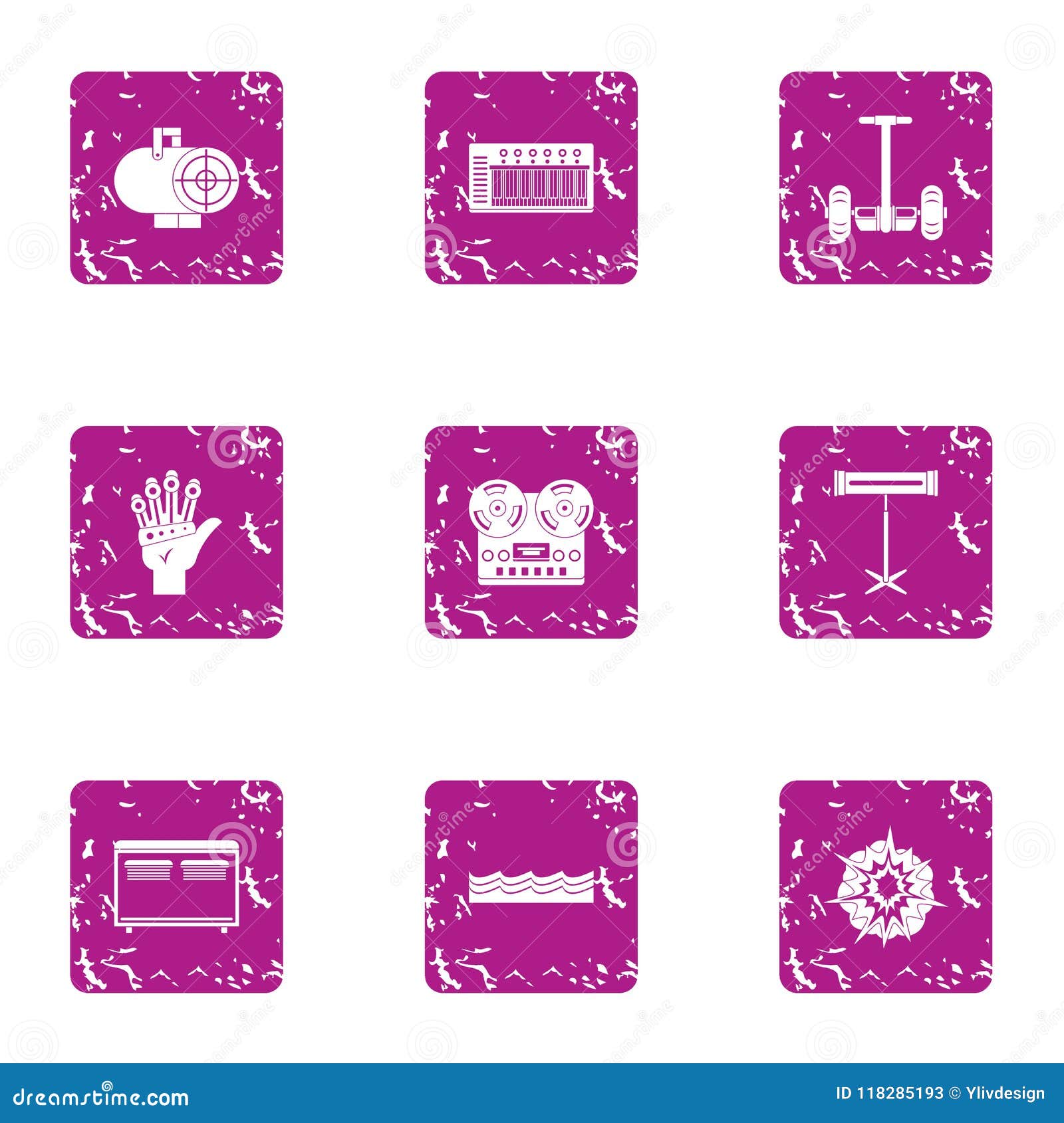 Technological Intervention Icons Set, Grunge Style Stock Vector ...