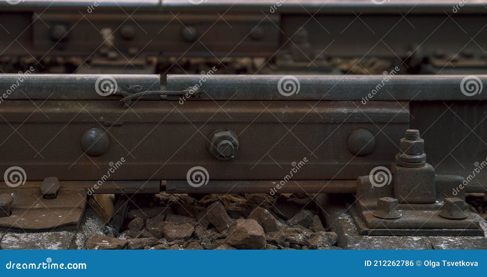 Technological Joint of Rails on Railway Track Section Stock Photo ...