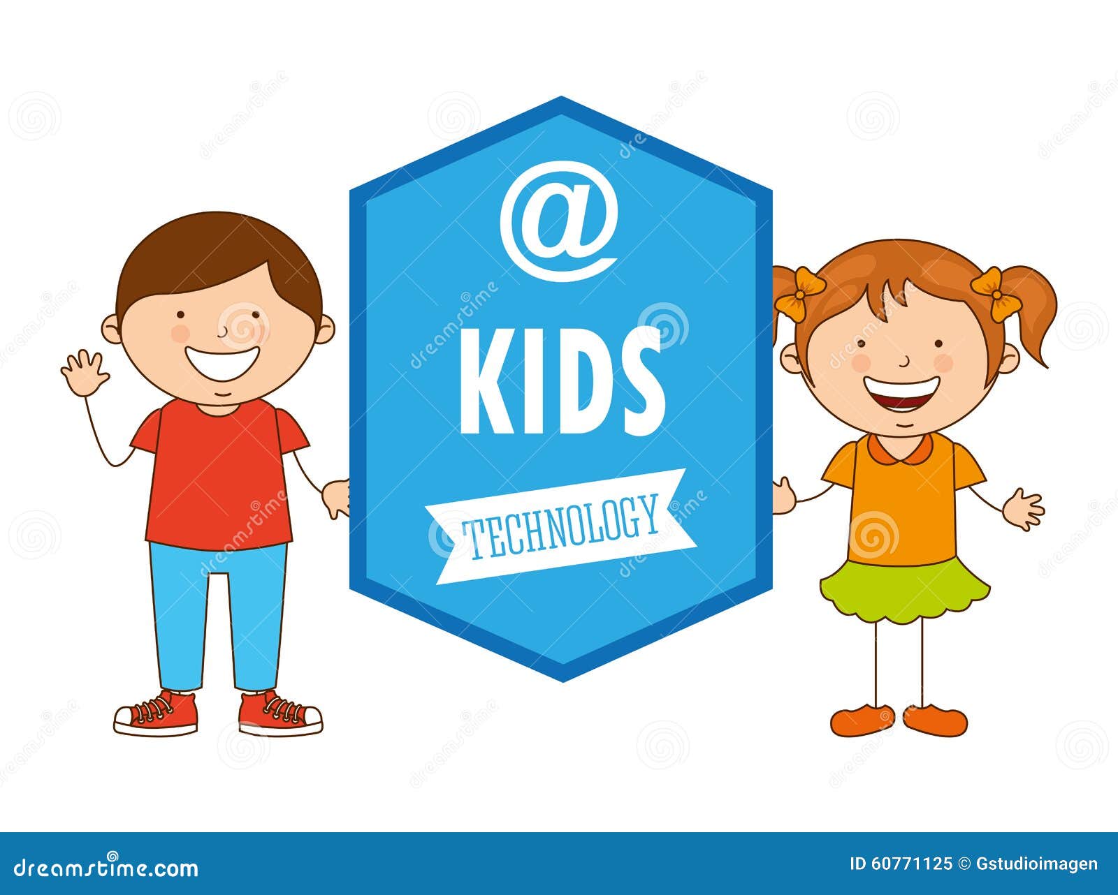 Technological kids stock vector. Illustration of social - 60771125