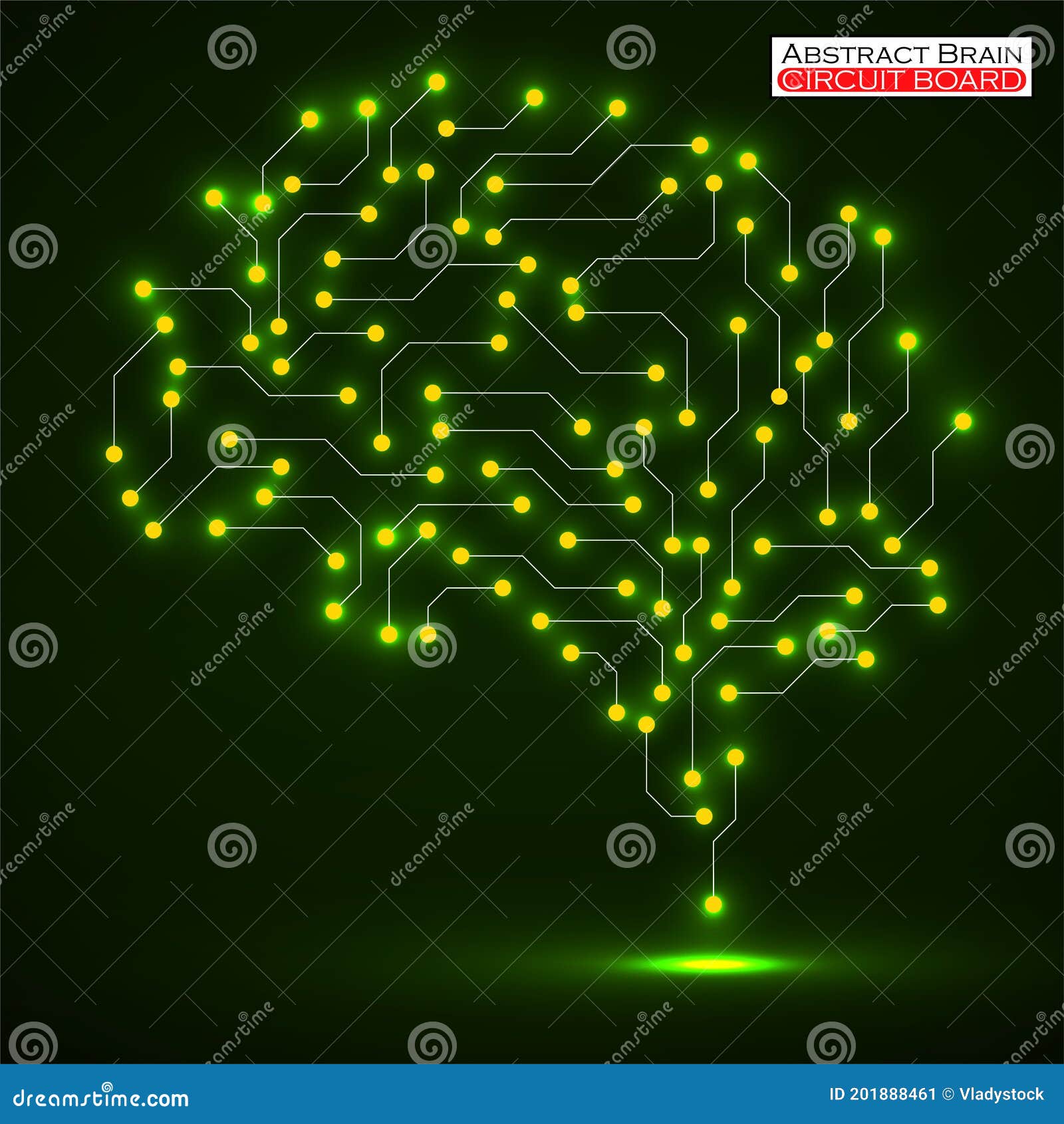 Technological Neon Brain. Circuit Board Stock Illustration - Illustration of abstract, circuit ...
