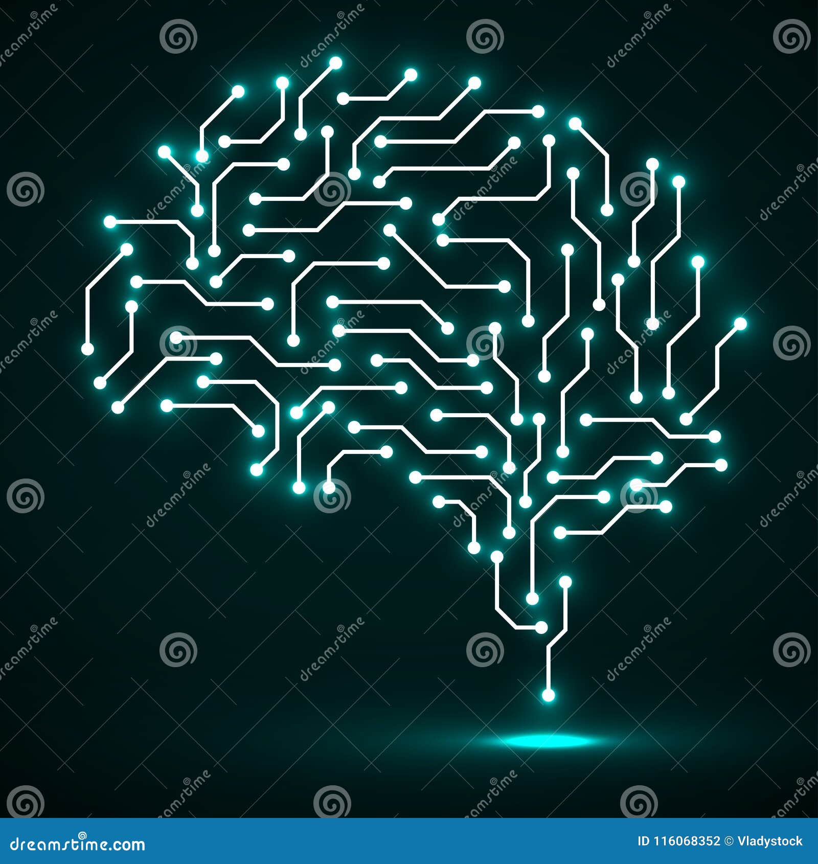 Brain With Circuit Board Texture. Cartoon Vector | CartoonDealer.com ...