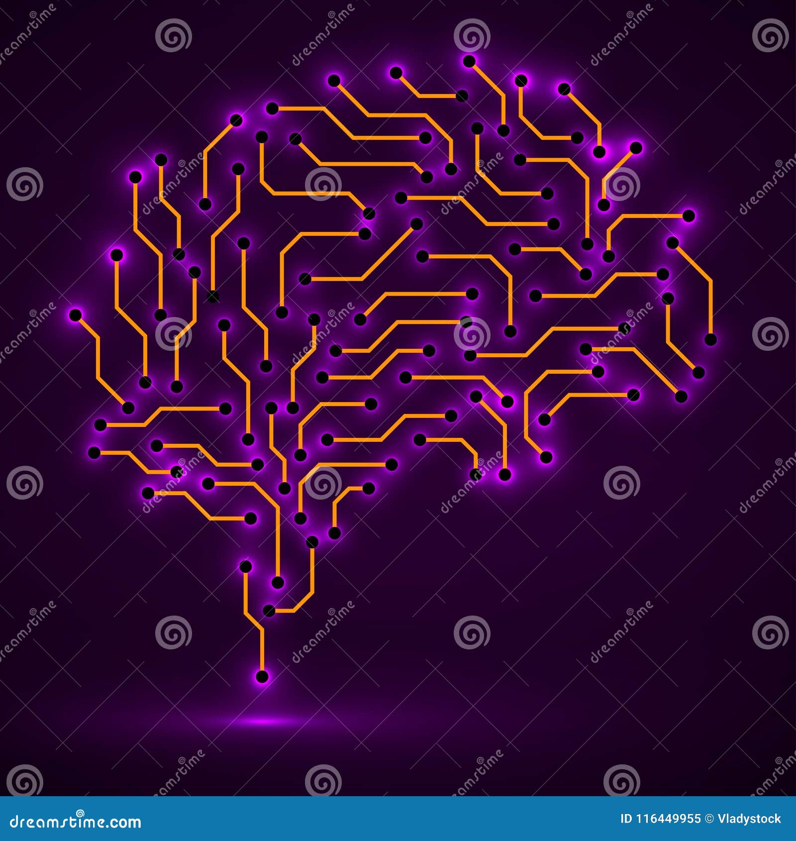 Technological Neon Brain. Circuit Board Stock Vector - Illustration of ... Technological Neon Brain. Circuit Board Stock Vector - Illustration of ...
