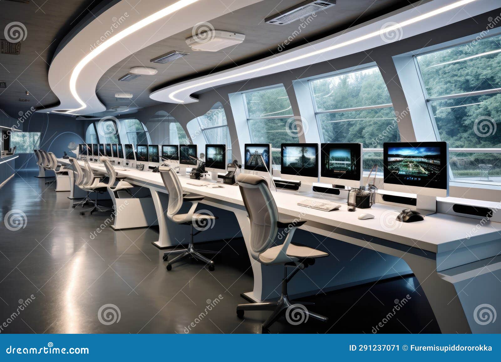 Technological Office with Modern Workstations and Computers Stock ...