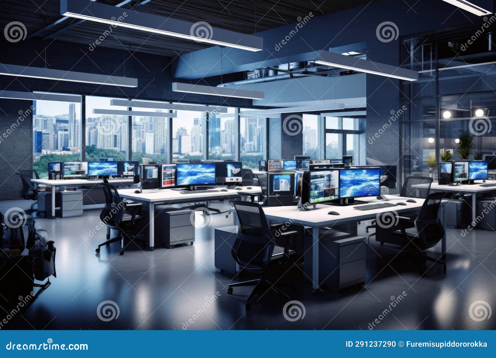 Office Workstations Divided Into Sectors With Ethernet Cables Stock ...