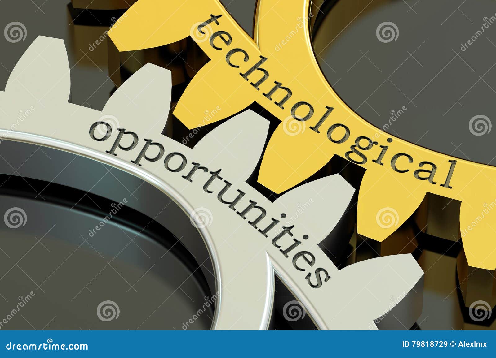 Technological Opportunities Concept on the Gearwheels, 3D Render Stock ...