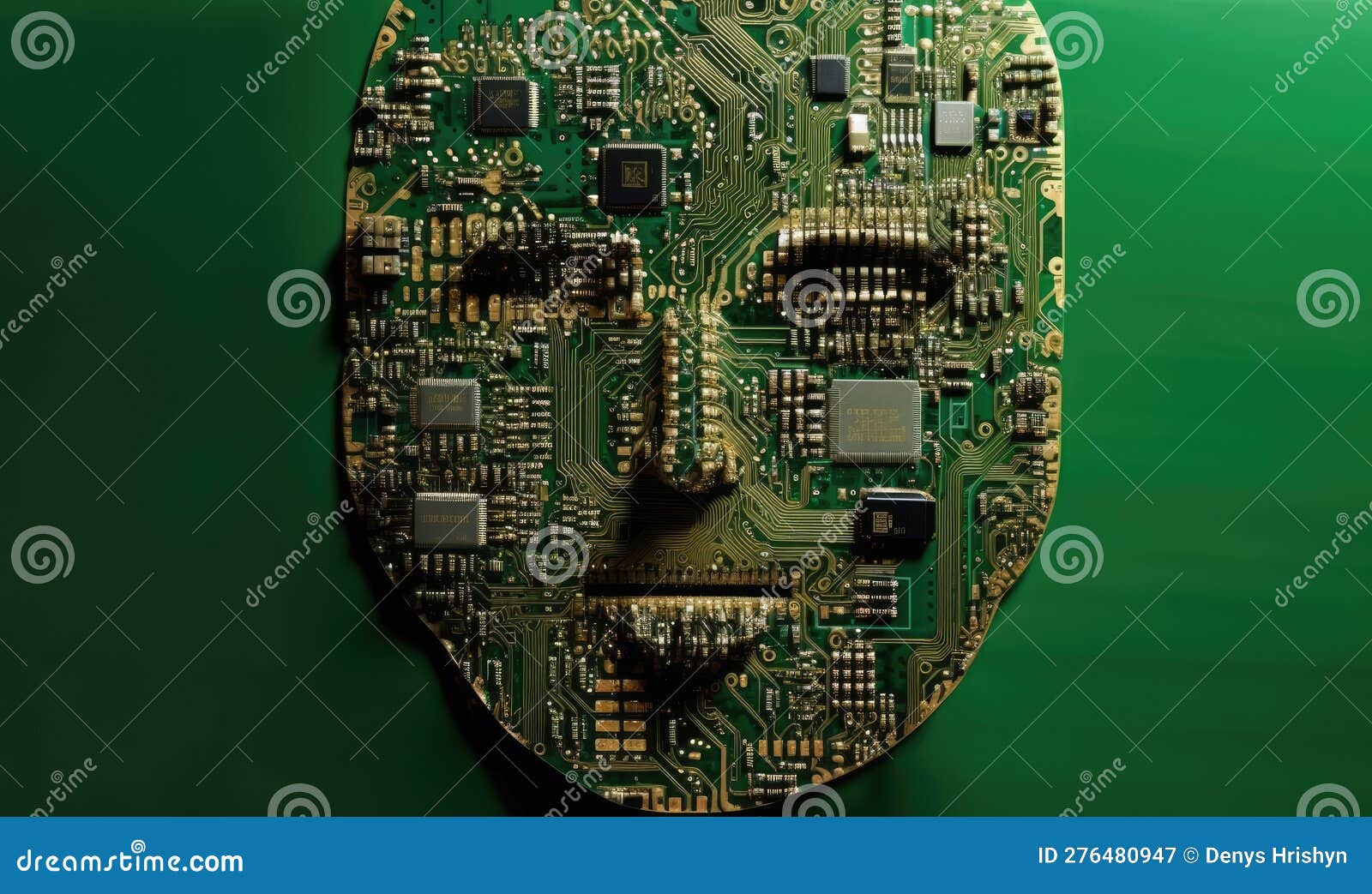 Technological Portrait, Circuit Board with Human Touch Creating Using ...