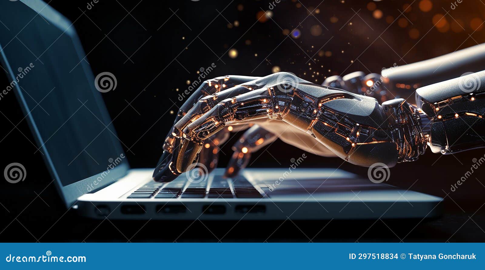 Technological Progress, Artificial Intelligence. Robot Hand Working on ...