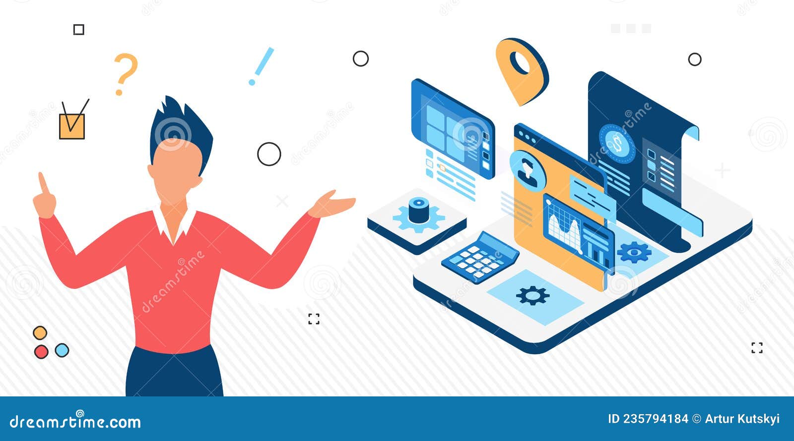 Technological Progress in Business, Modern Management Systems. Stock ...