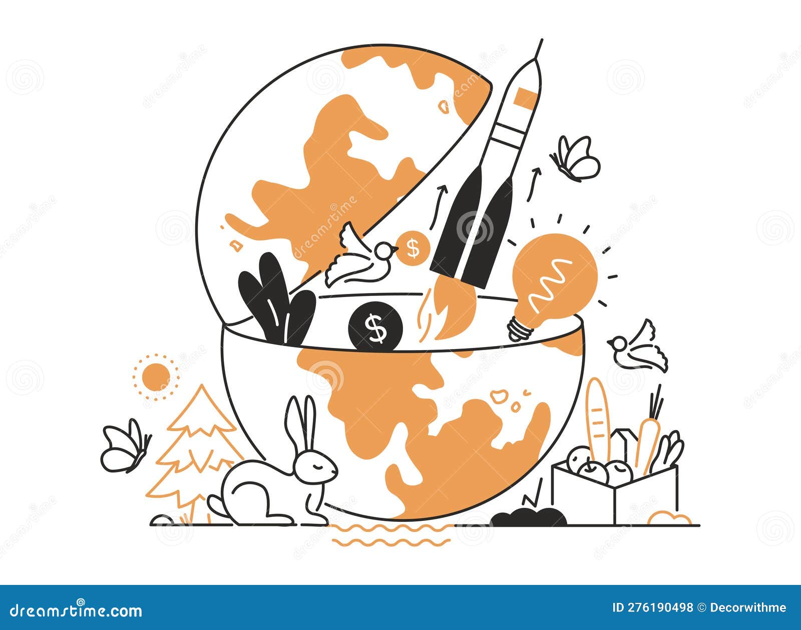 Technological Progress and Development - Line Design Style Illustration ...