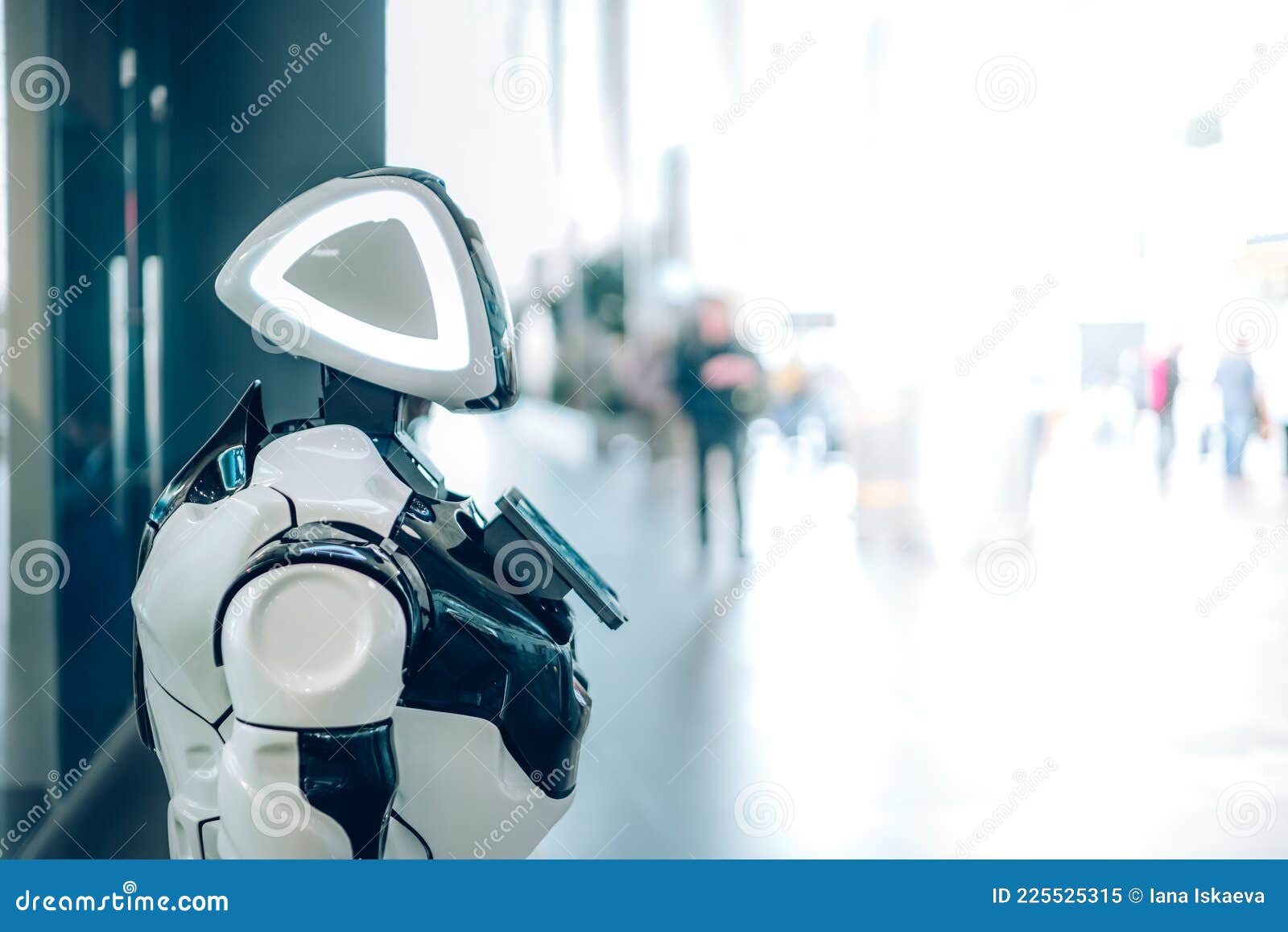 Futuristic Robot Assistant with Artificial Intelligence in Public Place ...