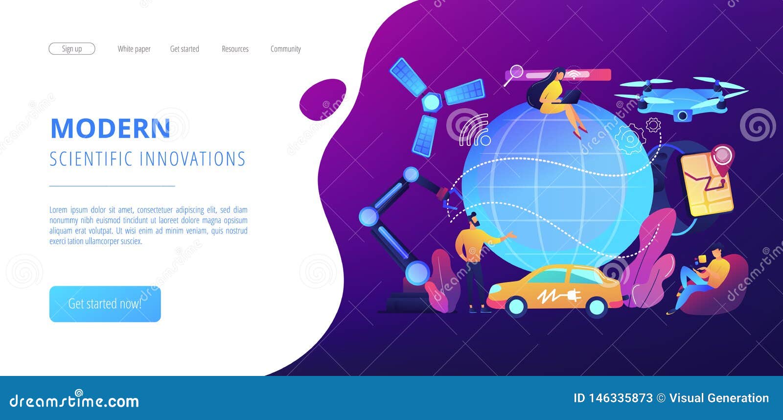 Technological Revolution Concept Landing Page. Stock Vector ...