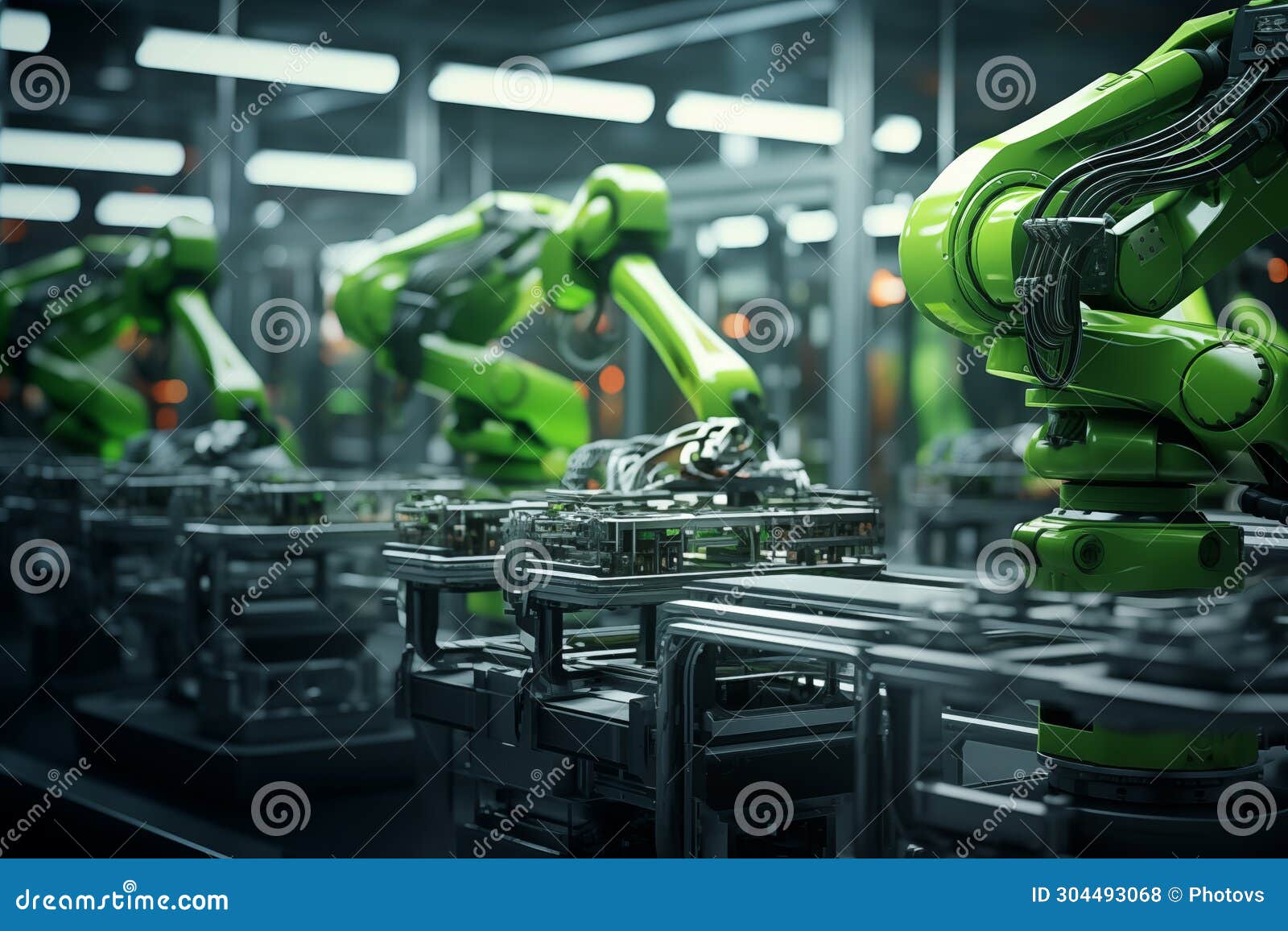 Technological Robotic Automatic Arms Machine Work on Assembly Line ...