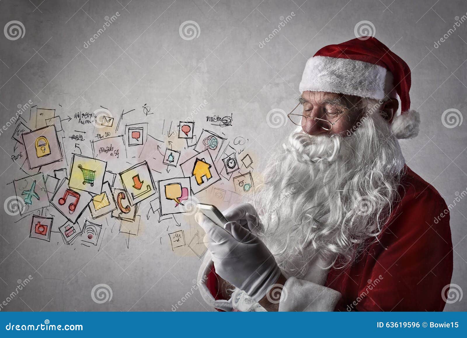 Technological Santa Claus stock photo. Image of communication - 63619596