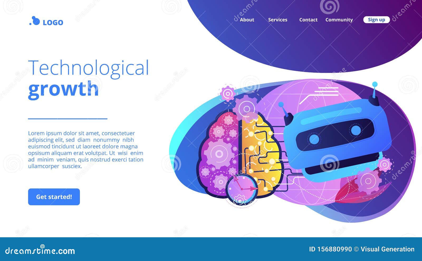 Technological Singularity Concept Landing Page Stock Vector ...