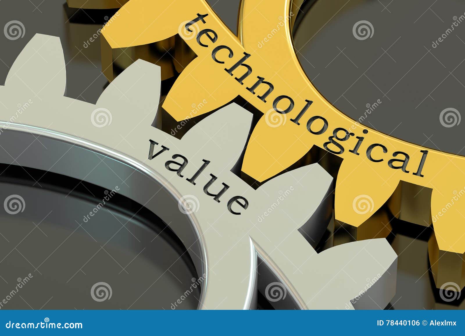 Technological Value Concept on the Gearwheels, 3D Rendering Stock ...