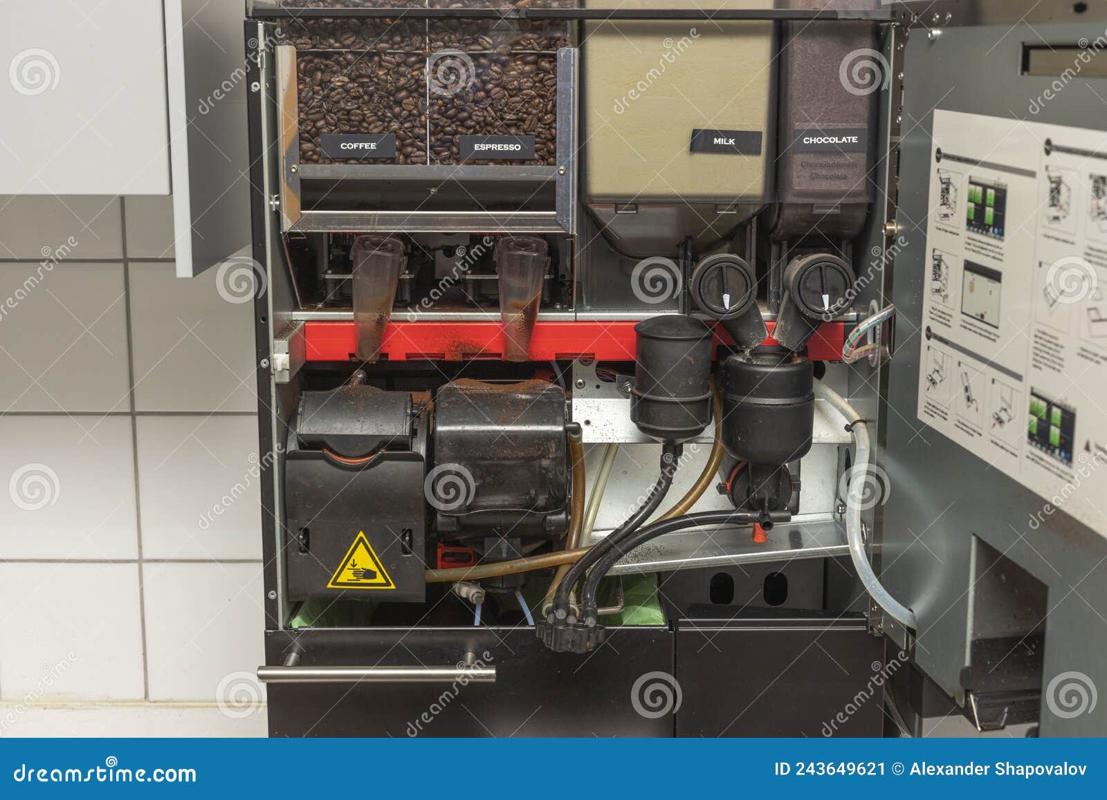 Technological View of an Open Coffee Maker from Inside. Coffee Concept ...